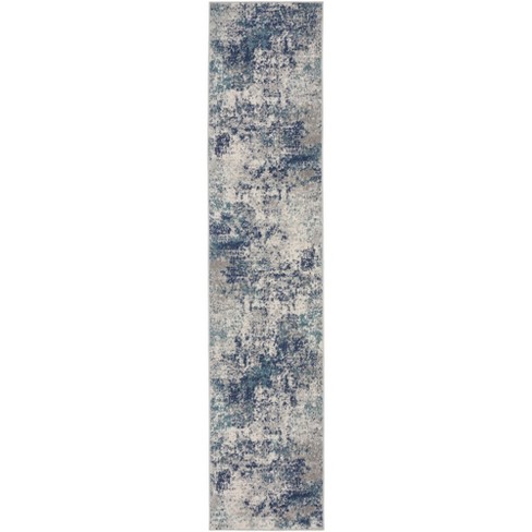 Nourison Passion Modern Painterly Indoor Area Rug Ivory Teal 2'2" X 10 ...