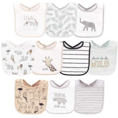Hudson Baby Infant Unisex Cotton Bibs, Modern Neutral Safari, One Size ...