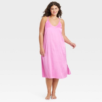 Women's Satin Chemise - Auden™ Pink 1x : Target