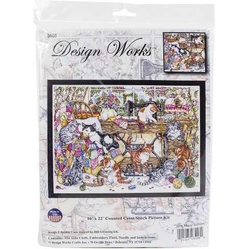 Design Works Counted Cross Stitch Kit 16"x22"-sew May Kittens (14 Count ...