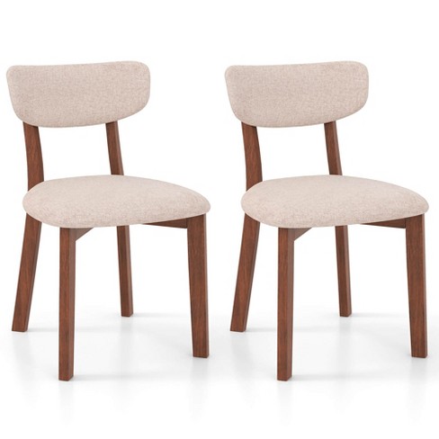 Costway Upholstered Dining Chairs Set Of 2 With Solid Rubber Wood Frame ...