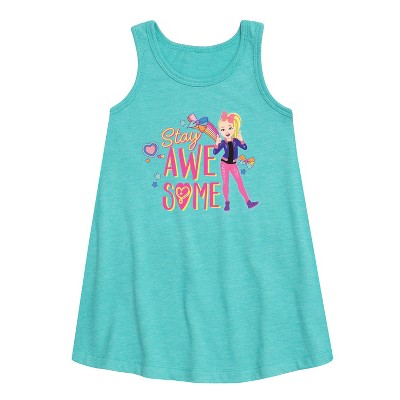 Jojo Siwa Stay Awesome Graphic Sleeveless Aline Dress - Turquoise - 4t ...