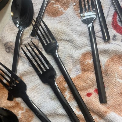 20pc Squared Straight Flatware Set Black - Room Essentials™ : Target