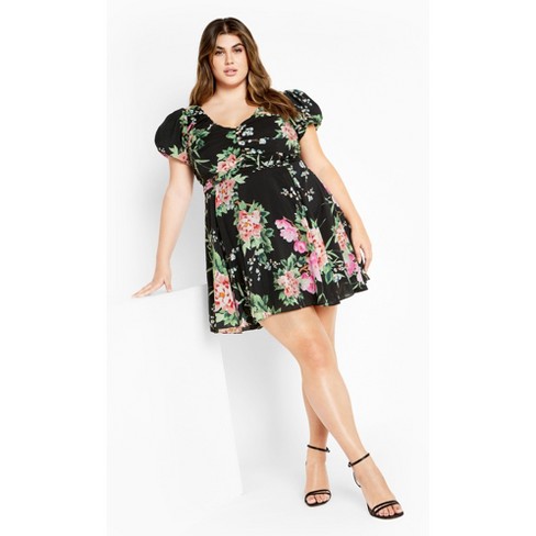 City Chic | Women's Plus Size Marci Print Dress - Black - 16w : Target