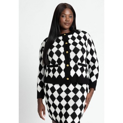 Eloquii Women's Plus Size Knit Tweed Jacket - 14/16, Diamond Check : Target