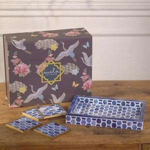 Gramercy Bone Inlay Tray & Coasters Gift Box Set : Target