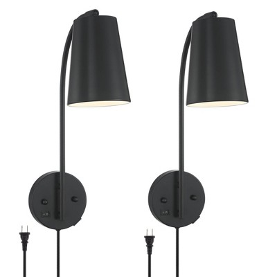 360 Lighting Mid Century Wall Lamps With Usb Port Brass Plug-in 5 1/2 ...