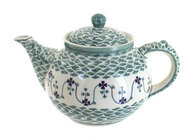 Blue Rose Polish Pottery Sage Floral Teapot : Target