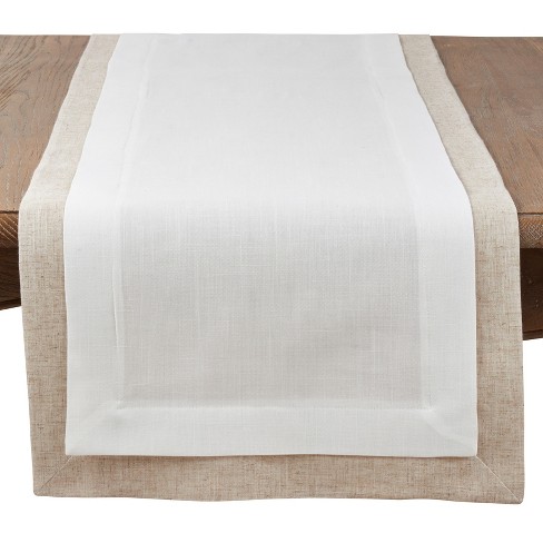 Saro Lifestyle Double Layer Table Runner, Ivory, 18" X 90" : Target