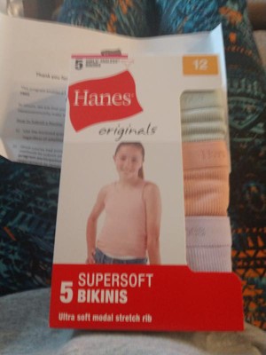 Hanes Originals Girls' 5pk Supersoft Bikini Underwear 14 : Target