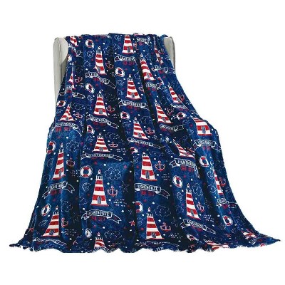 Plazatex Lighthouse Plush Decorative Machine Washable Throw 50" X 60 ...