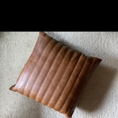Square Faux Leather Channel Stitch Decorative Throw Pillow - Threshold ...
