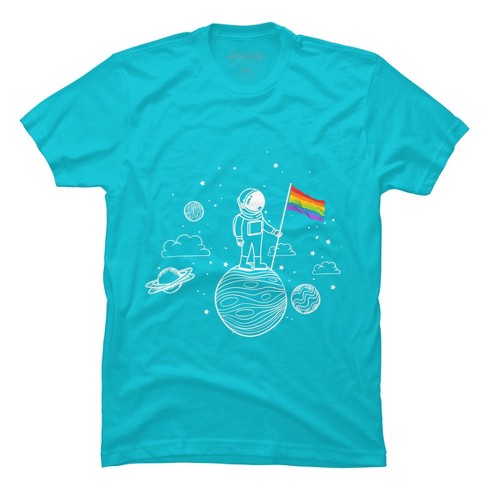 Design By Humans Astronaut Rainbow Flag Space Pride By Avocato T-shirt ...
