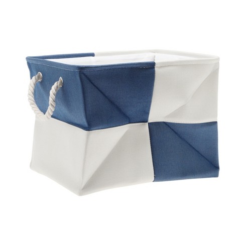 Unique Bargains Square Laundry Basket 15.75"x11.81"x11.81" Blue White 1 ...