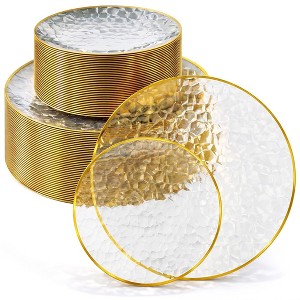 Stock Your Home Clear Gold Rim Hammered Disposable Party Plates 60 ct ...
