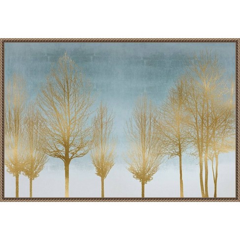 Amanti Art 33"x23" Gold Forest On Aqua By Kate Bennett: Modern Style ...