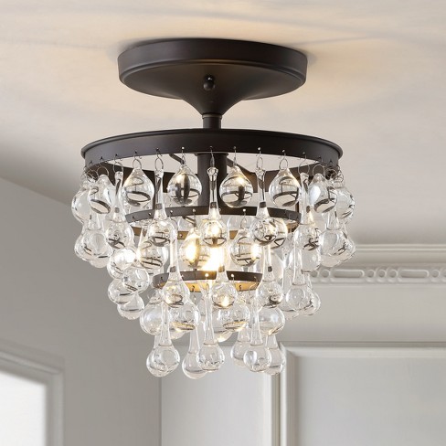 Jonathan Y Toronto 10" Metal/crystal Led Flush Mount, Oil Rubbed Bronze ...