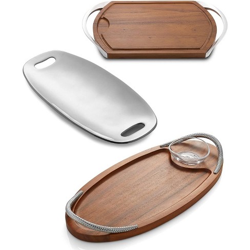 Nambe Pebble Alloy Metal Handled Serving Tray, Silver : Target