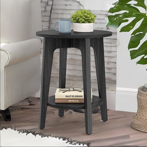 Vasagle Round Side Table With Lower Shelf, End Table For Small Spaces ...