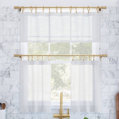 14"x56" Slub Textured Linen Blend Cafe Window Valance - Archaeo : Target