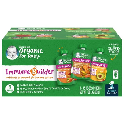 Gerber® Organic Baby Food Immune Builder Puree Pouches Variety Pack 9ct ...