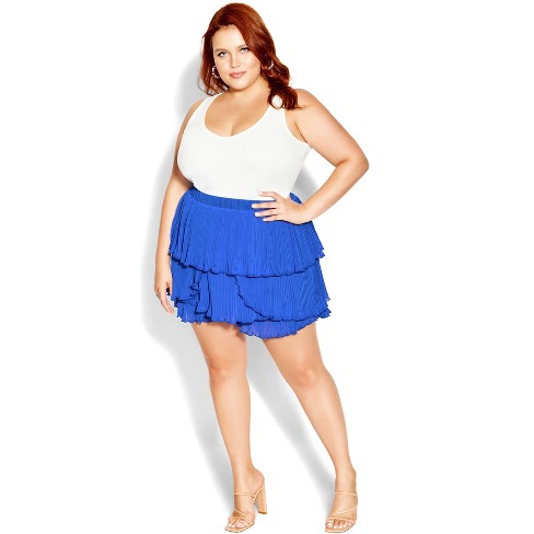 Women's Plus Size Pleat Away Short - Cobalt | City Chic : Target