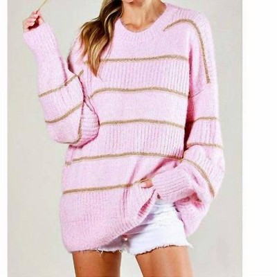 Women's Metallic Stripes Sweater - Vine & Love M : Target