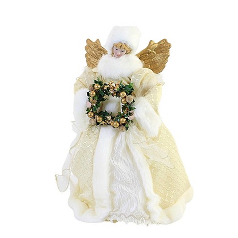 Tree Topper Finial 11.75" Blonde Hair Angel Tree Topper Wreath ...