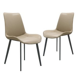 PU Leather Chairs with Metal Legs, Modern Upholstered Armless Chairs ...