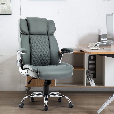 Costway High Back Big & Tall Office Chair Adjustable Swivel W/flip-up ...