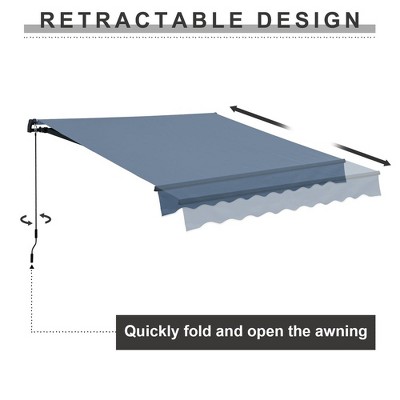 Aoodor 12'x 8' X 5' Retractable Window Awning Sunshade Shelter ...