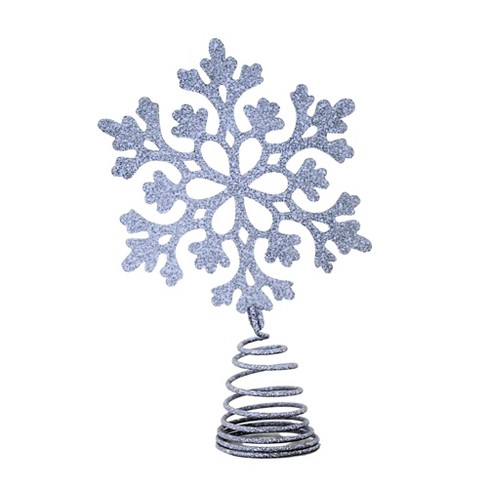Transpac 5.5 Inch Silver Snowflake Tree Topper Gray Speckled Laser Cut ...