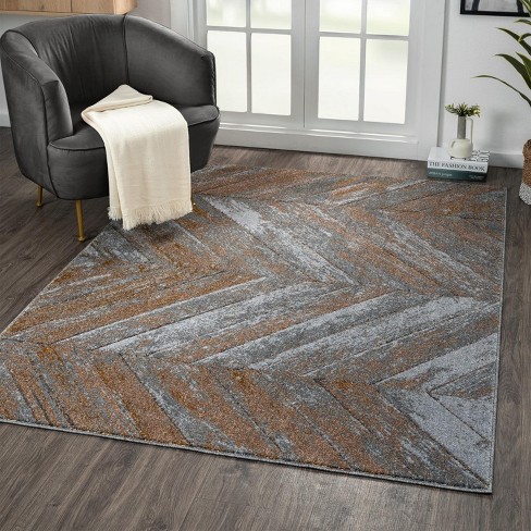 Luxe Weavers Rustic Wood Chevron Gray 5x7 Area Rug : Target