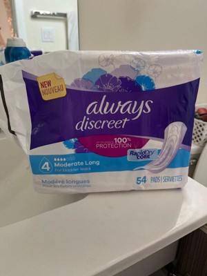 Always Discreet Moderate Long Absorbency 4 Drop Base Pads - 54ct : Target