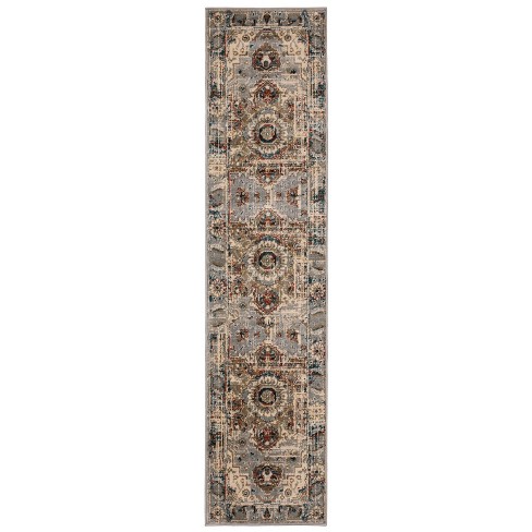 1'10"x7'6" Runner Joanna Distressed Medallion Rug Gray/rust - Captiv8e ...