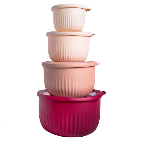 Cook With Color Deep Mixing Bowls With Lids 8 Piece Set Rose : Target