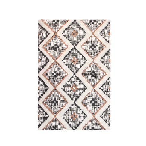 Hand-tufted Printed Diamond Geometric Cotton-wool Blend Indoor Area Rug ...