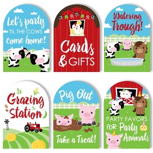 Big Dot of Happiness Farm Animals Party Signs with Stand Set, Welcome ...