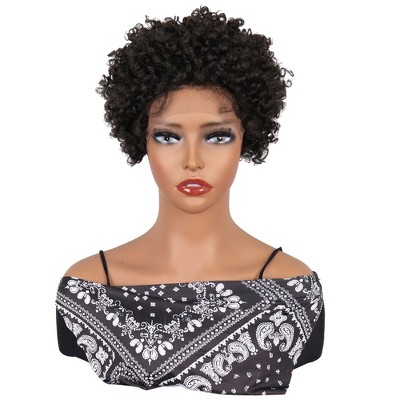 Unique Bargains Short Curly Wigs Lace Front Wigs For Women With Wig Cap ...