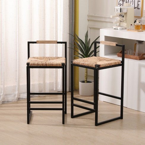Bar Stools Set Of 2, Counter Height Bar Stools, Water Hyacinth Grass ...