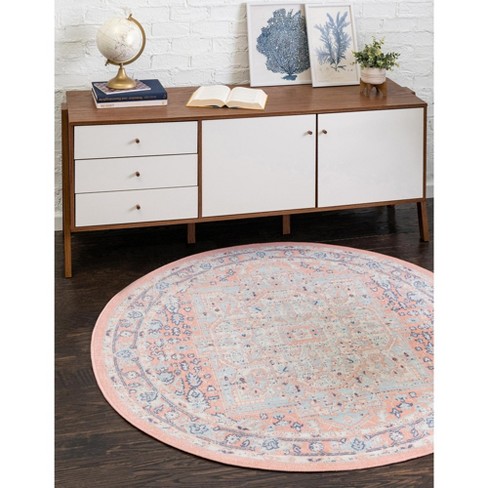 Unique Loom Whitney Collection Area Rug - Milano (7' 1" Round Powder ...