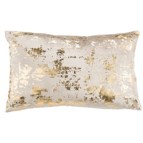 Edmee Metallic Pillow - Beige/gold - 12"x20" - Safavieh : Target