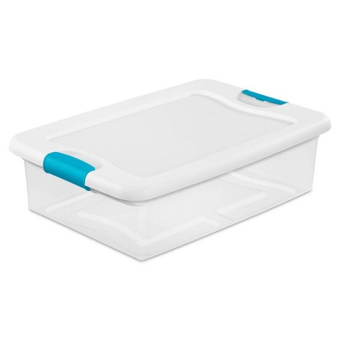 Sterilite 32-qt Clear & Blue Stackable Latching Storage Box Container ...