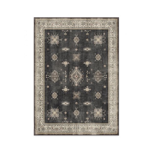 Ruggable Verena Washable Vintage Farmhouse Area Rug - Verena Dark Wood ...