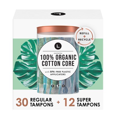 L . Organic Cotton Full Size Multipack Refill Tampons - Regular/super ...