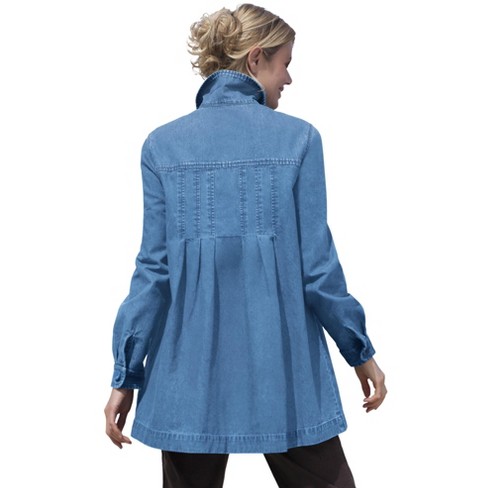Woman Within Women's Plus Size Pleat-back Denim Jacket - 3x, Light ...