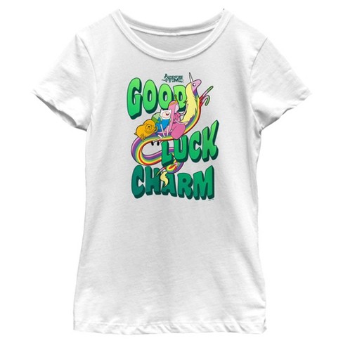 Girl's Adventure Time Good Luck Charm T-shirt - White - Medium : Target