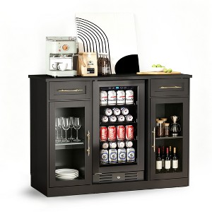 Skyzoo Mini Fridge Cabinet with LED Lights, Built-in Power Outlet ...