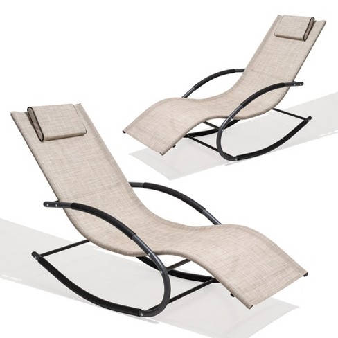 Crestlive Products 2pc Patio Rocking Chair Curved Rocker Chaise Lounge ...