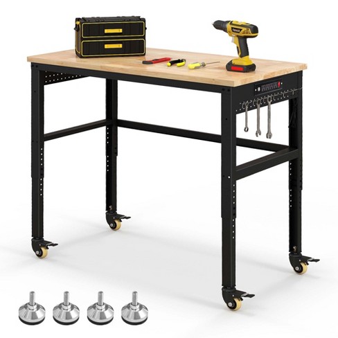 Costway 48" Adjustable Work Bench Heavy-duty Steel Frame Worktable With ...